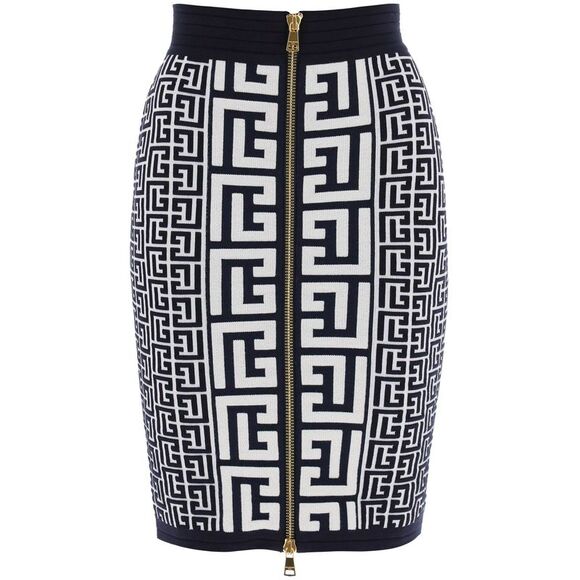 Balmain | Skirts | Balmain Pencil Skirt In Monogram Knit | Poshmark